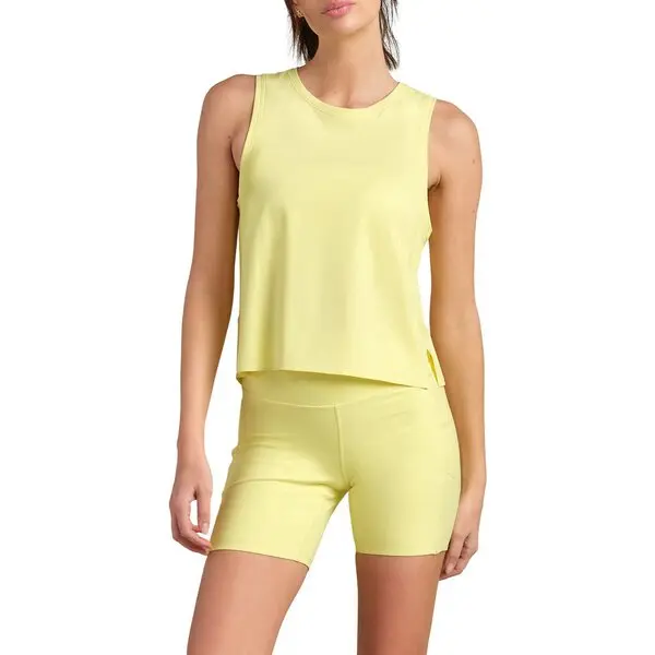 RHONE Serene Crop Tank Top - Lemon Lime