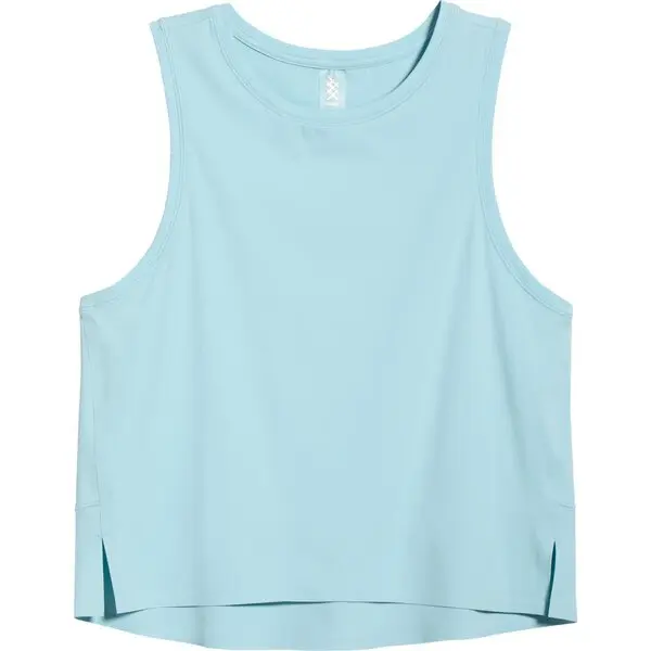 RHONE Serene Crop Tank Top - Pool Blue