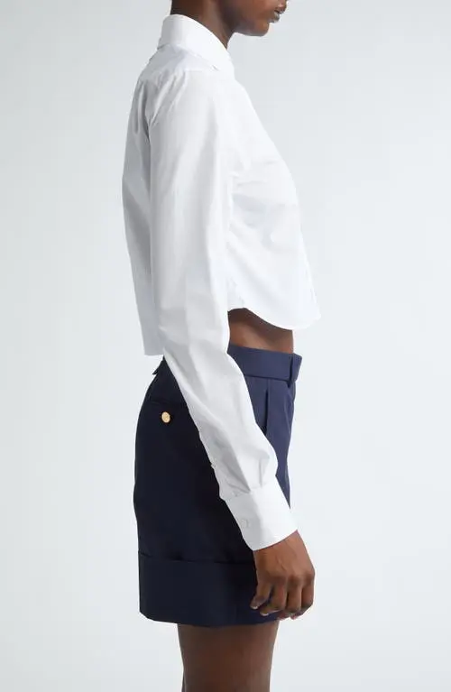 Thom Browne Crop Cotton Button-up Shirt - White