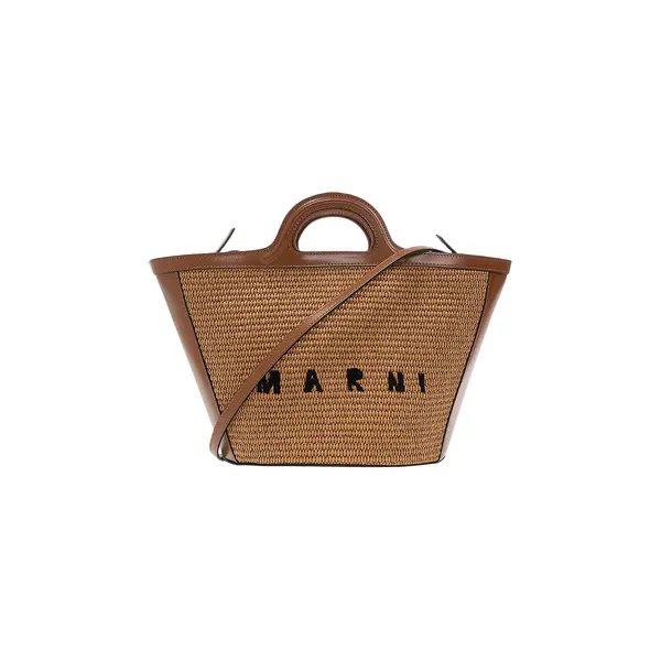 Marni Logo Woven Tote Bag - Brown