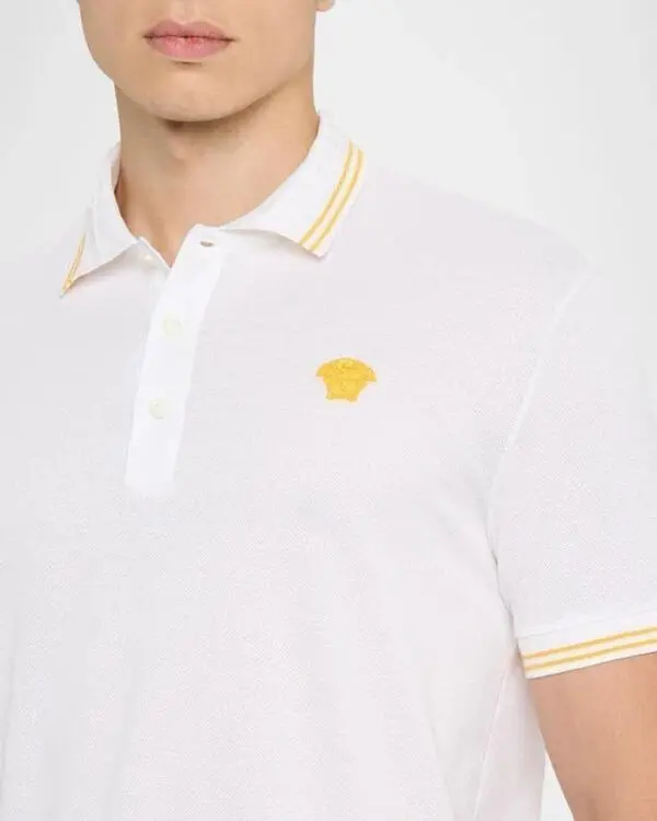 Versace Apos;s Pop Medusa Tipped Polo Shirt - White