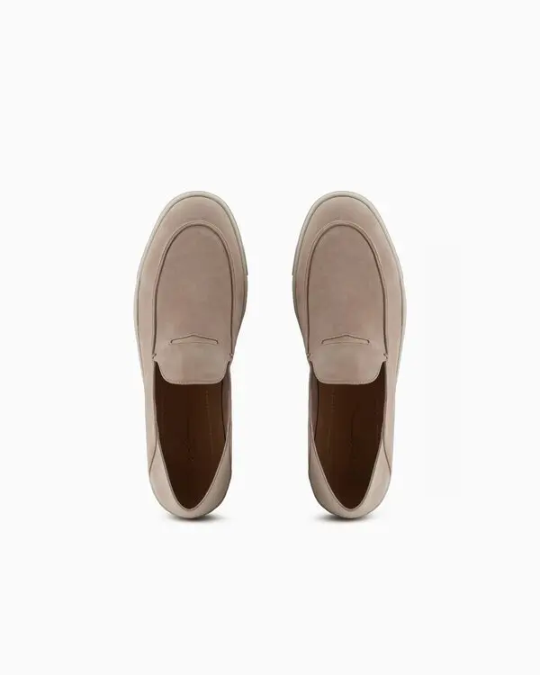 Giorgio Armani Suede Slip-ons - Beige