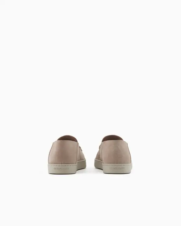 Giorgio Armani Suede Slip-ons - Beige