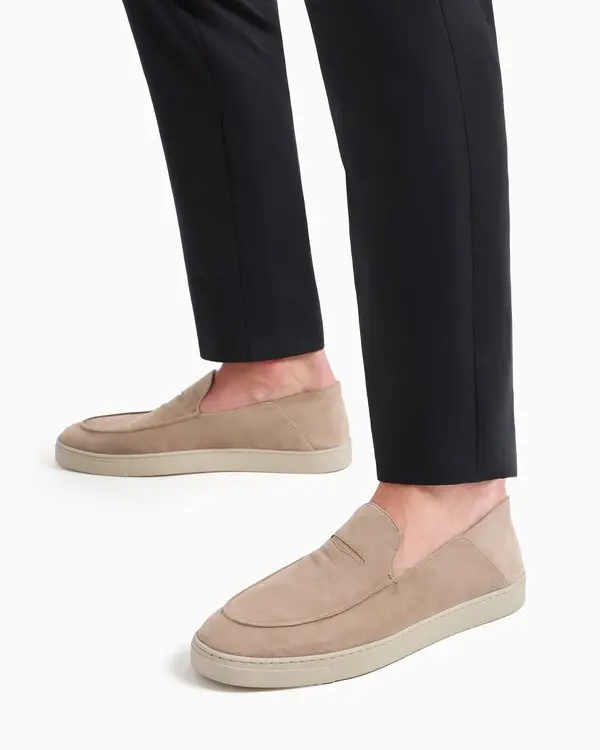 Giorgio Armani Suede Slip-ons - Beige