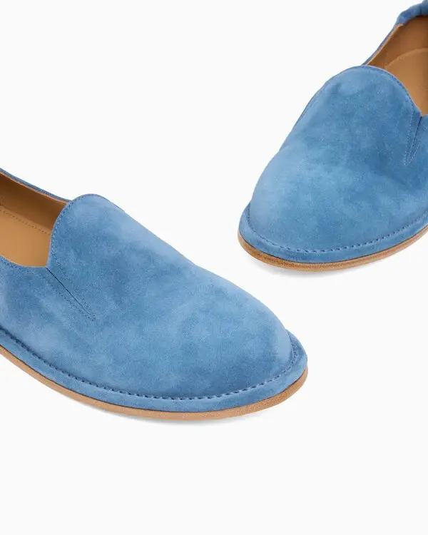 Giorgio Armani Suede Slip-ons - Light Blue
