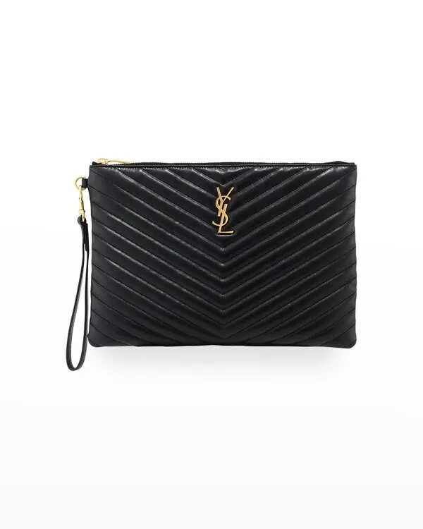 Saint Laurent Monogram Medium Pouch - Black