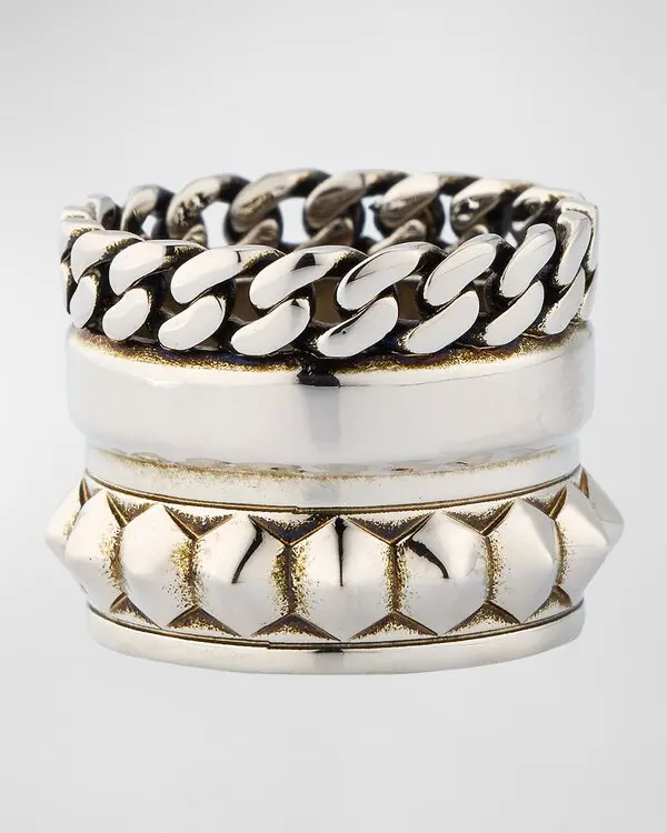 Alexander McQueen Punk Multi-layer Ring - Light Ant Silver