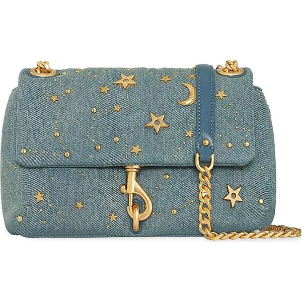 Rebecca Minkoff Edie Celestial Stud Quilted Denim Convertible Crossbody Bag