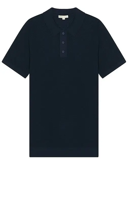 Onia Cotton Textured Knit Polo In Blue