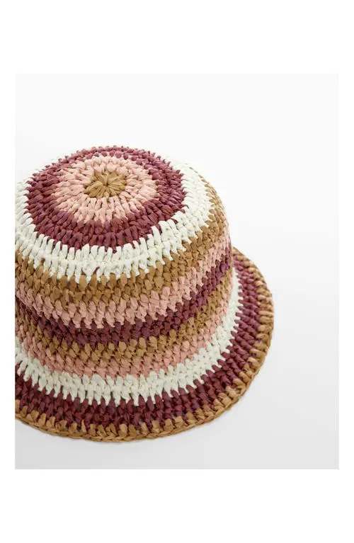 Mango Stripe Woven Straw Bucket Hat