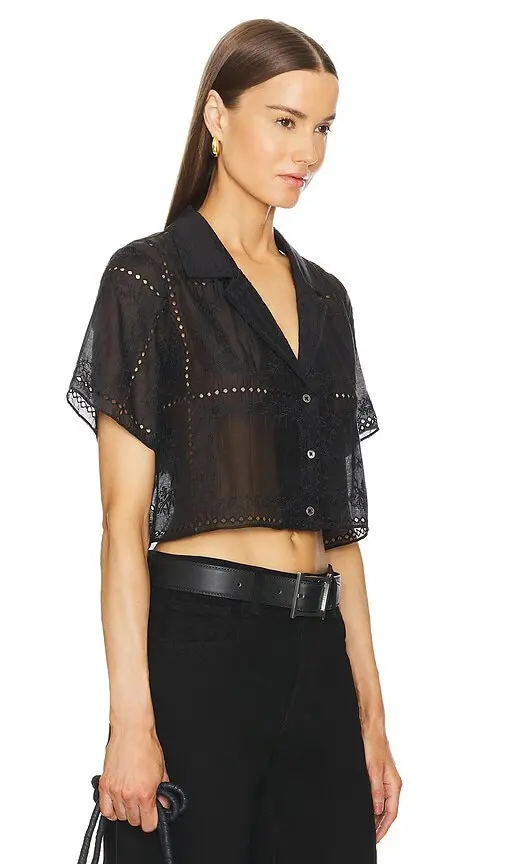 Helsa Handkerchief Camp Shirt - Black | Editorialist