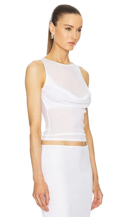 HELSA Sheer Knit Draped Top