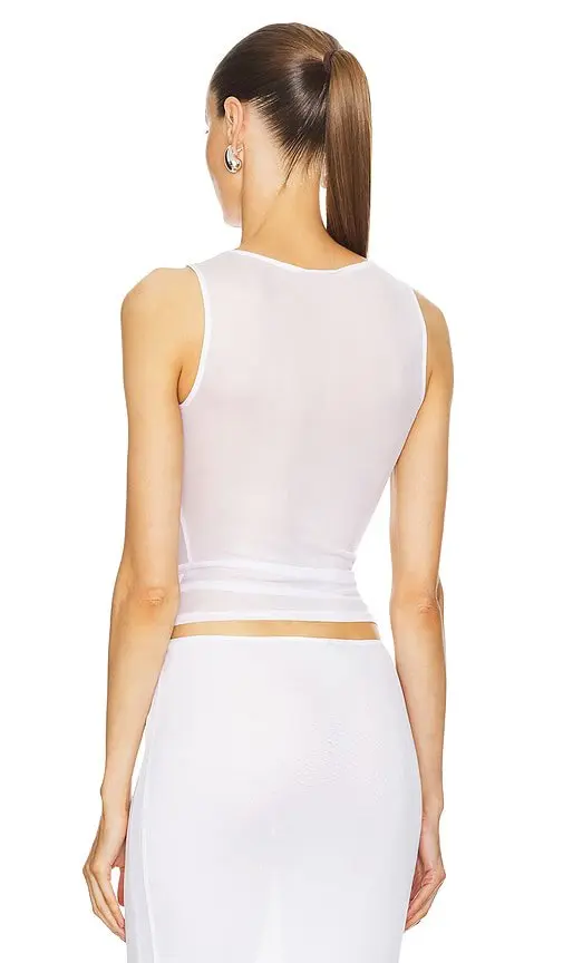HELSA Sheer Knit Draped Top