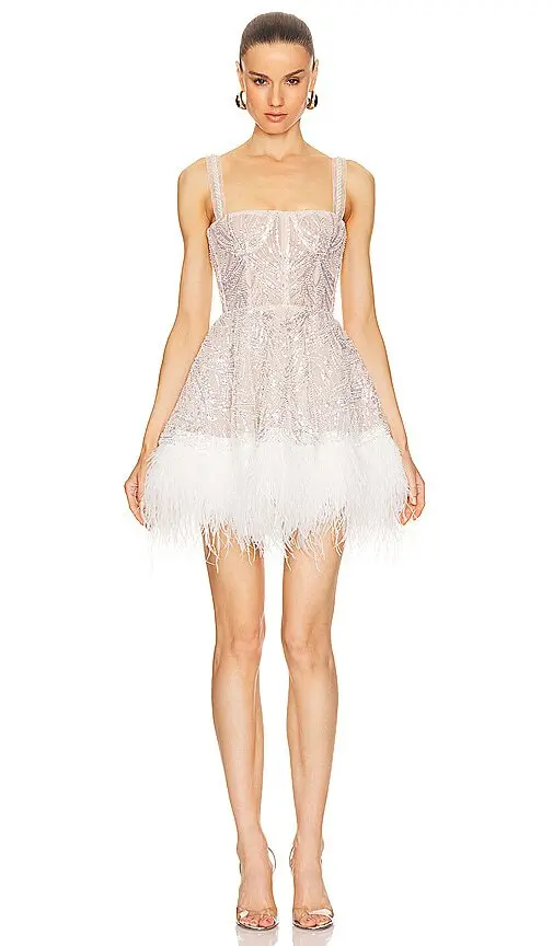 beads for dresses Luxury White Beaded Short Sleeves Evening Dress SS291 main image 0