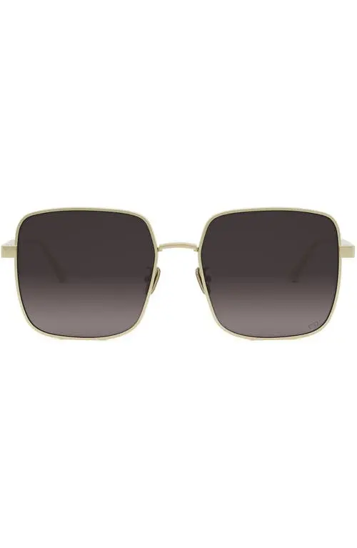 Dior Cannage S1u 59mm Square Sunglasses - Shiny Gold / Gradient Smoke