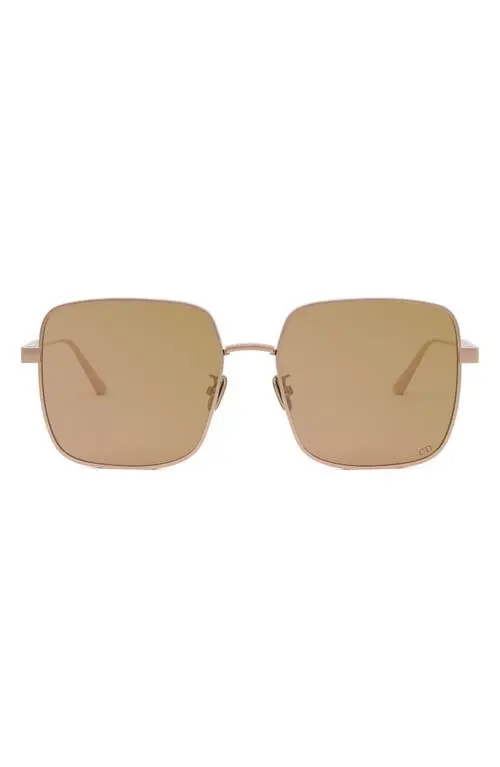 Dior Cannage S1u 59mm Square Sunglasses - Shiny Rose Gold / Roviex