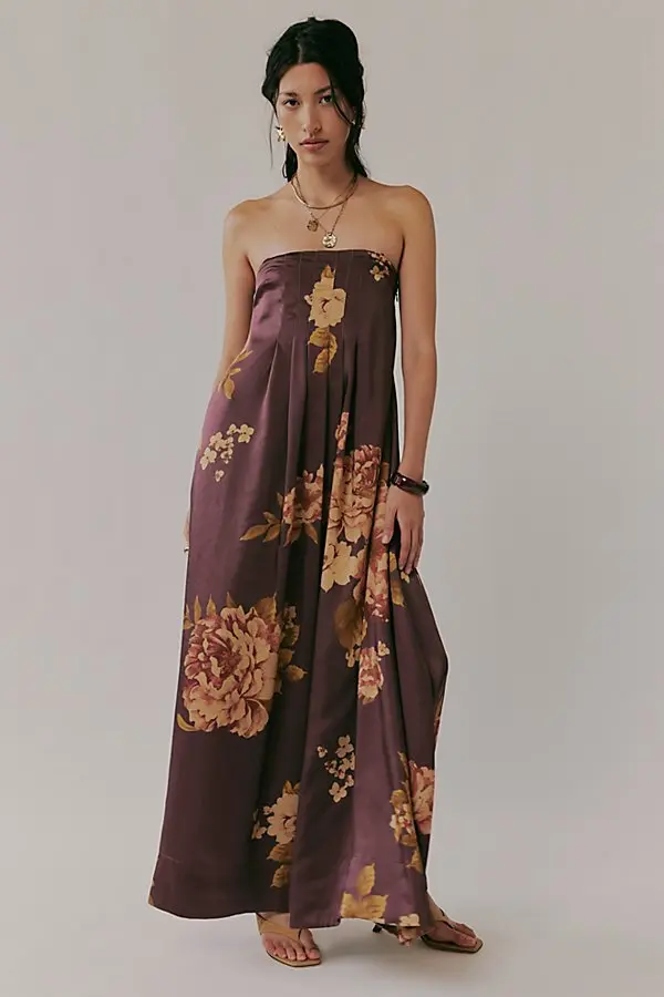 Free People Botanical Maxi Dress - Wine Combo