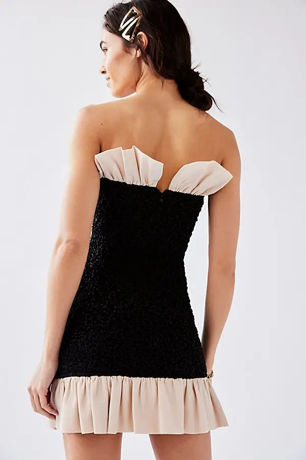 mini black dress with lace Black Floral Lace Long Sleeve Ruffle Hem Mini Dress