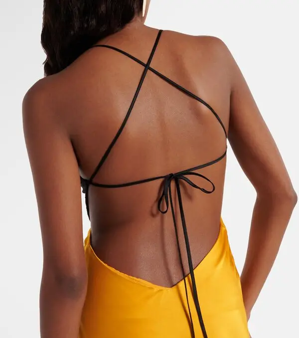 THE SEI Lace-trimmed Silk Satin Gown