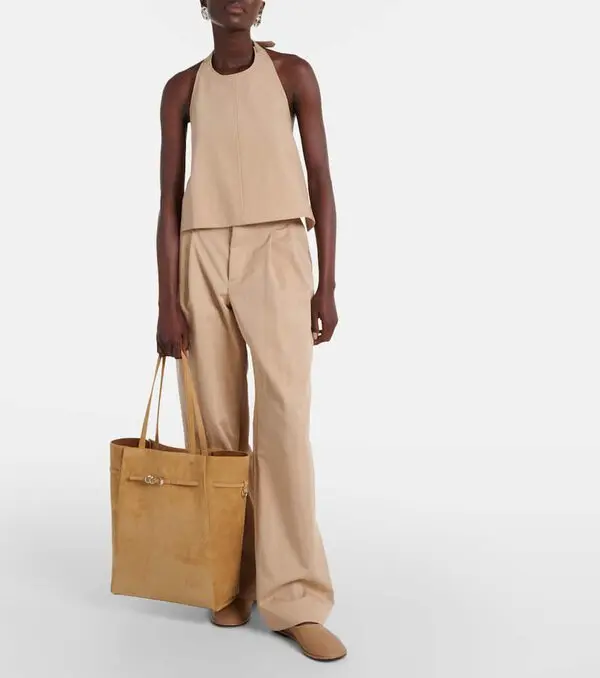 Wardrobe.NYC Halterneck Cotton-blend Top - Beige