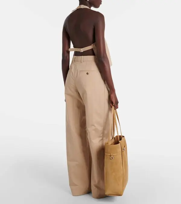 Wardrobe.NYC Halterneck Cotton-blend Top - Beige