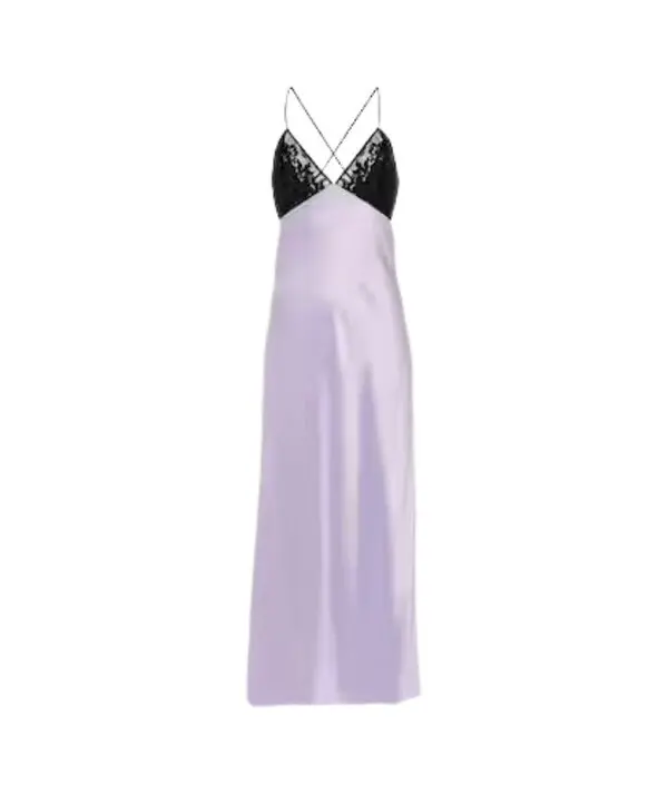 THE SEI Lace-trimmed Silk Satin Gown