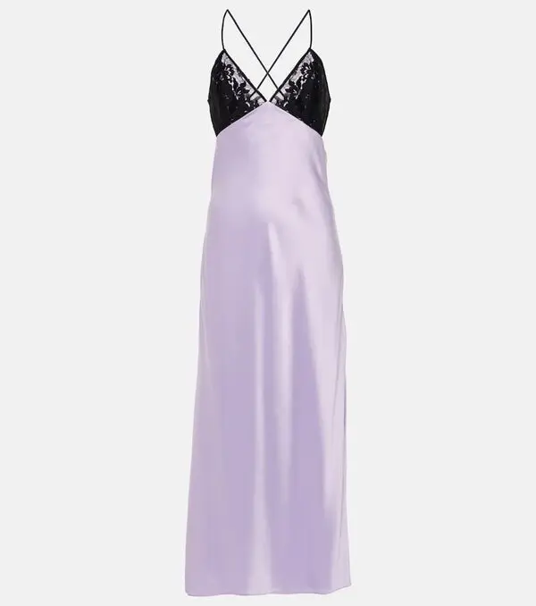 THE SEI Lace-trimmed Silk Satin Gown