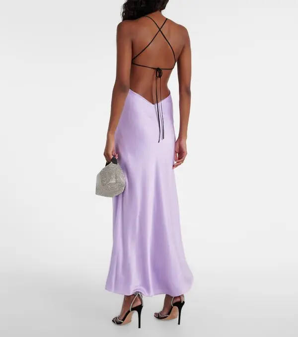 THE SEI Lace-trimmed Silk Satin Gown
