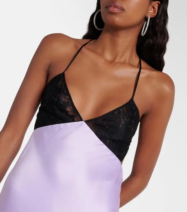 THE SEI Lace-trimmed Silk Satin Gown