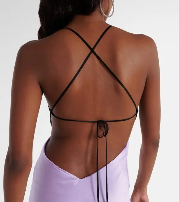 THE SEI Lace-trimmed Silk Satin Gown