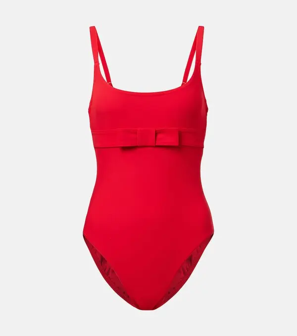 KARLA COLLETTO One Piece Swimsuit With Lace Up Detail - Red