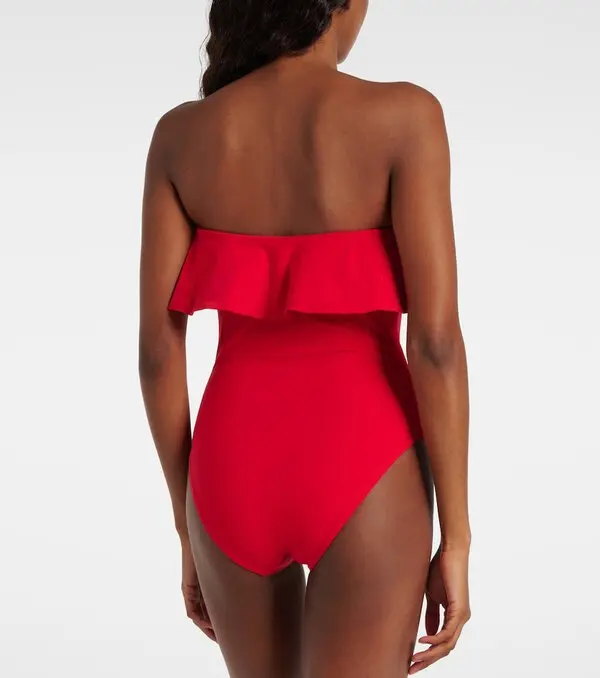 KARLA COLLETTO Ruffled Bandeau Swimsuit - Red