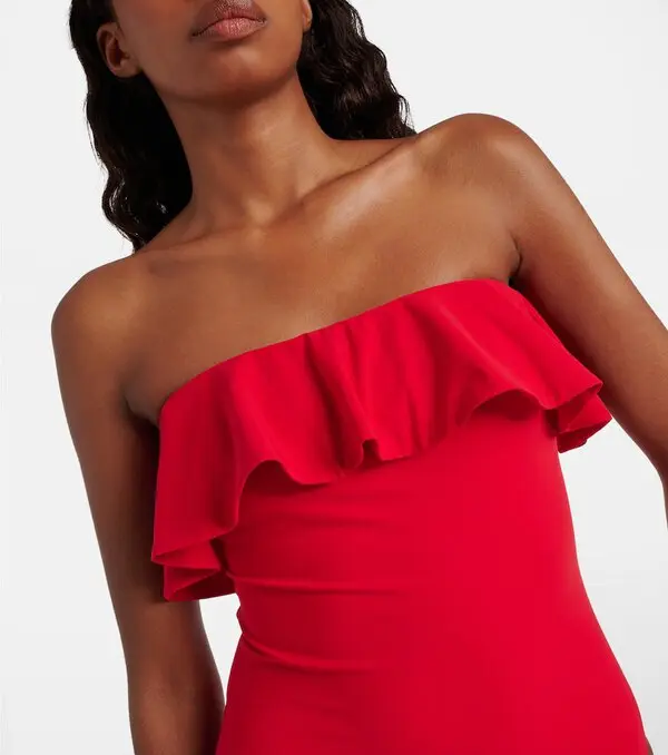 KARLA COLLETTO Ruffled Bandeau Swimsuit - Red