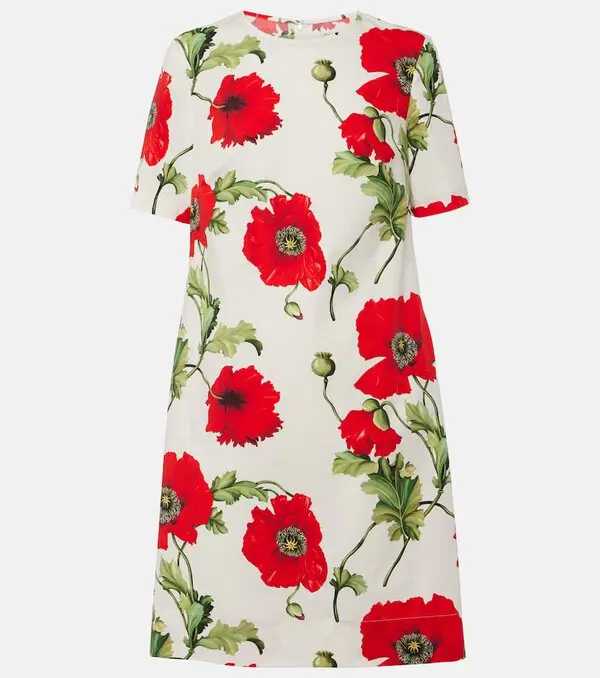 Oscar De La Renta Floral Cotton-blend Minidress - Multicoloured