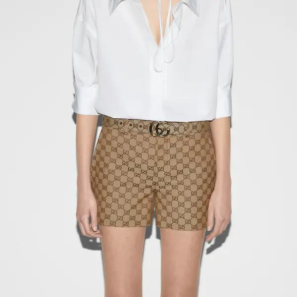 Gucci Gg Marmont Thin Belt In Gg Canvas - Beige | Editorialist display picture 1