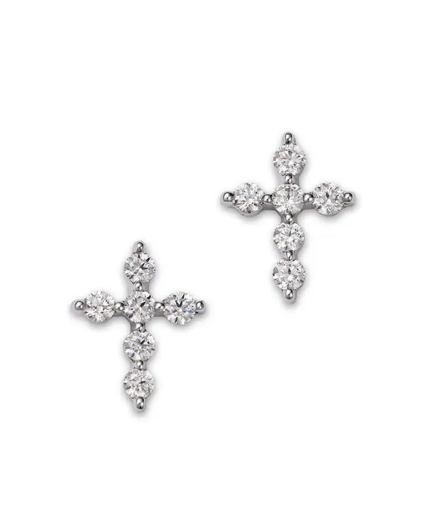Bloomingdale'S 14k Gold Diamond Cross Stud Earrings