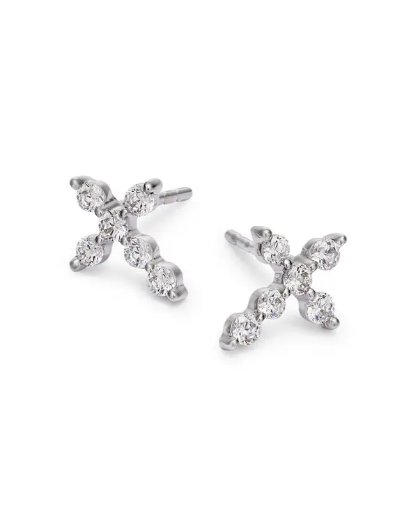 Bloomingdale'S 14k Gold Diamond Cross Stud Earrings
