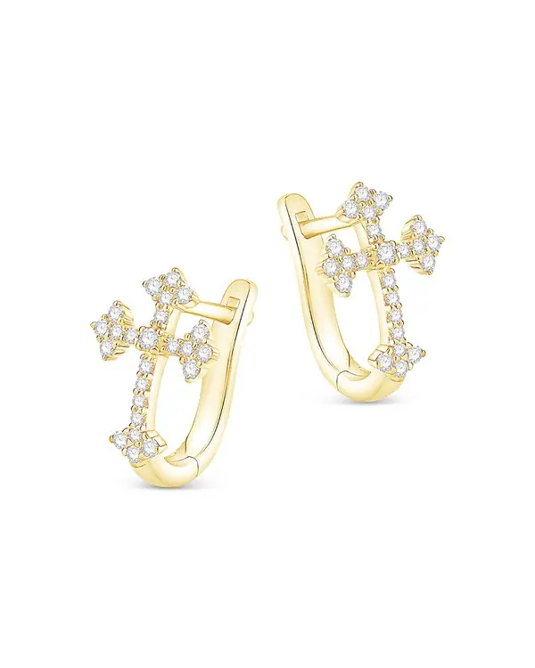 Bloomingdale'S Diamond Cross Hoop Earrings - Gold