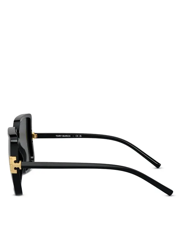 Tory Burch Flat Eleanor Square Sunglasses 57mm - Black/gray Solid