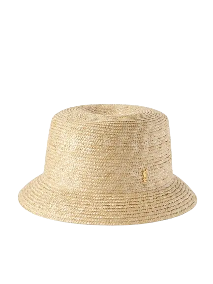 Saint Laurent Maglina Embellished Straw Bucket Hat - Neutrals