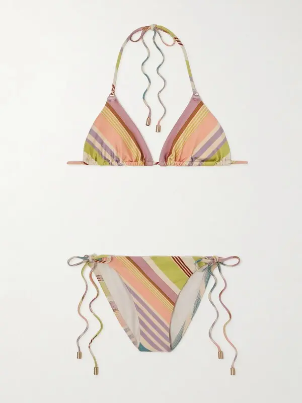 Zimmermann Halliday Striped Printed Bikini