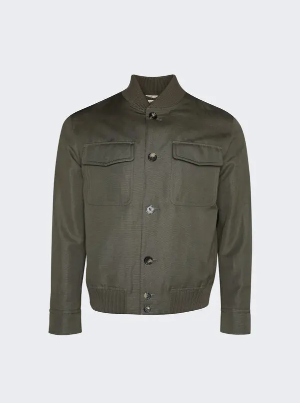 Loro Piana Kiku Cotton Linen Bomber Jacket - Leaf Tea