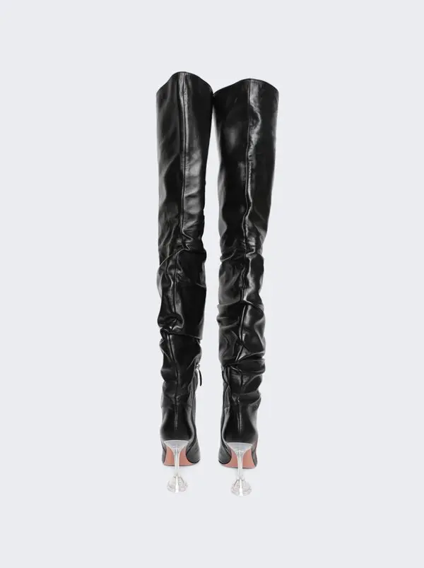 Amina Muaddi Olivia Glass Thigh High Boot