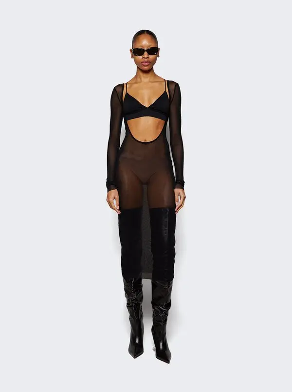 Amina Muaddi Olivia Glass Thigh High Boot