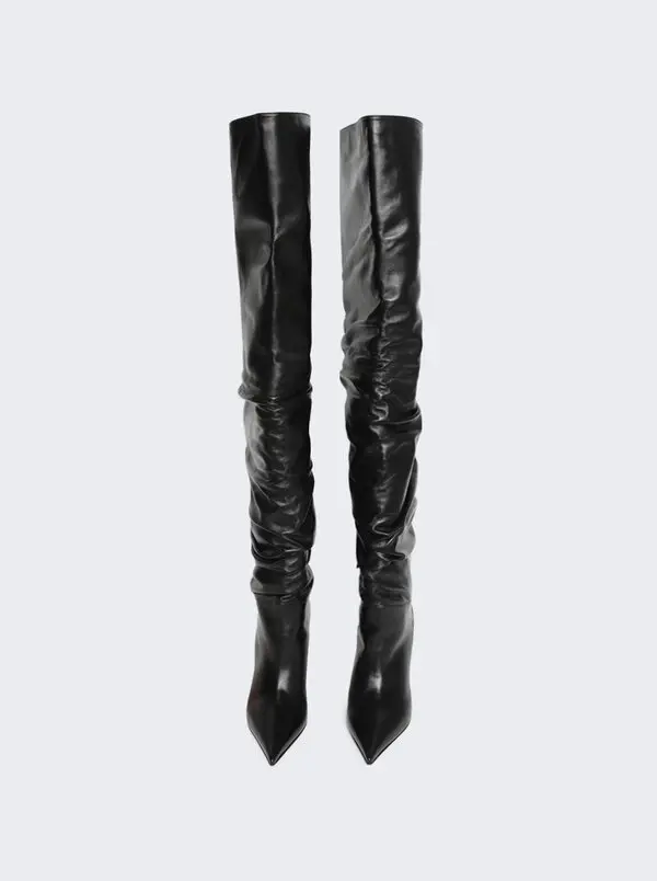 Amina Muaddi Olivia Glass Thigh High Boot