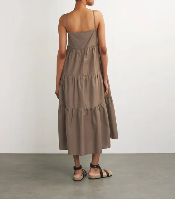 brown tiered midi dress Coming Back For You Brown Ditsy Floral Tiered Midi Dress – Shop the Mint main image 0