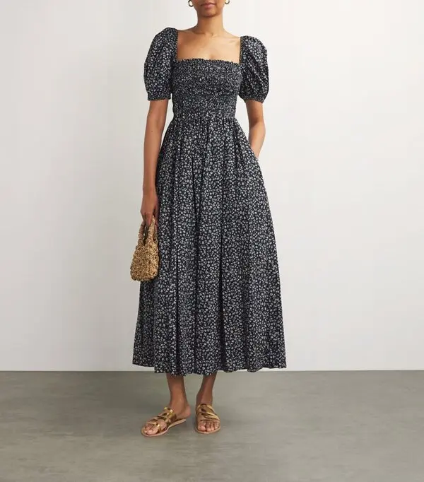 Matteau Shirred Bodice Peasant Dress