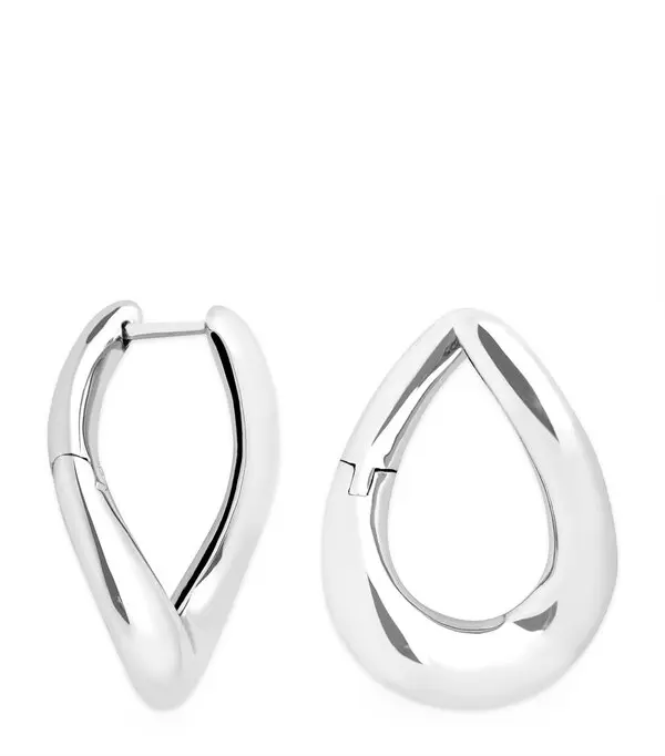 ASTRID & MIYU Rhodium-plated Molten Hoop Earrings - Silver