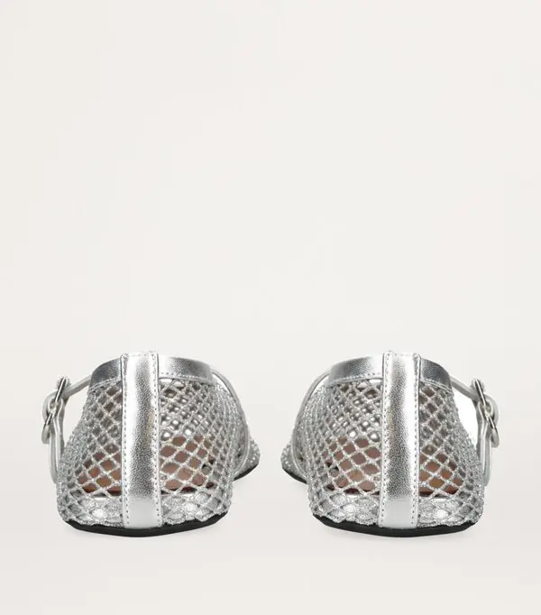 Alaïa Leather Mesh Ballerinas - Silver
