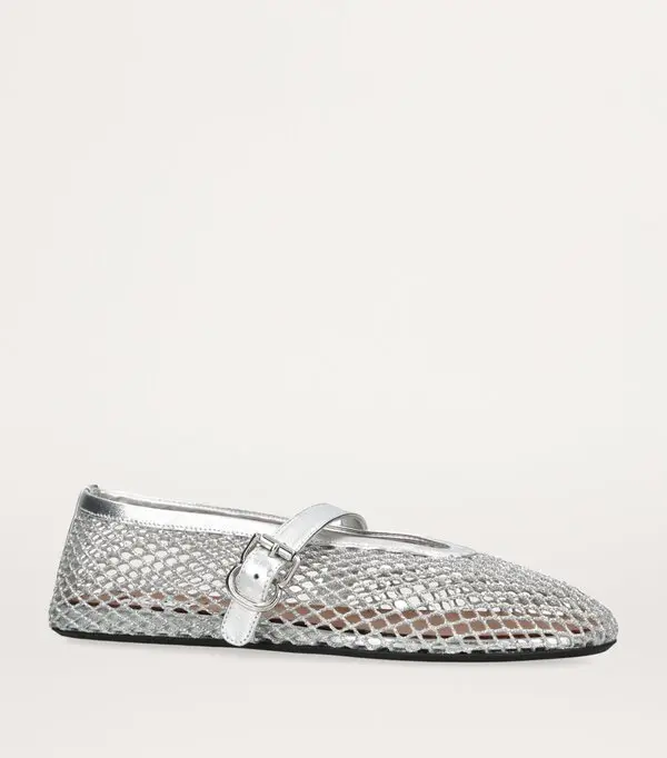 Alaïa Leather Mesh Ballerinas - Silver